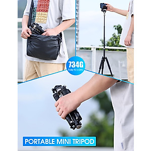 ULANZI MT-63 Mini Phone Tripod, 57" Portable Foldable Aluminum Alloy Extendable Camera Tripod with 2 in 1 Phone Clip, 360° Ball Head Travel Lightweight Tripod for iPhone DSLR Camera Max Load 5KG/11LBS