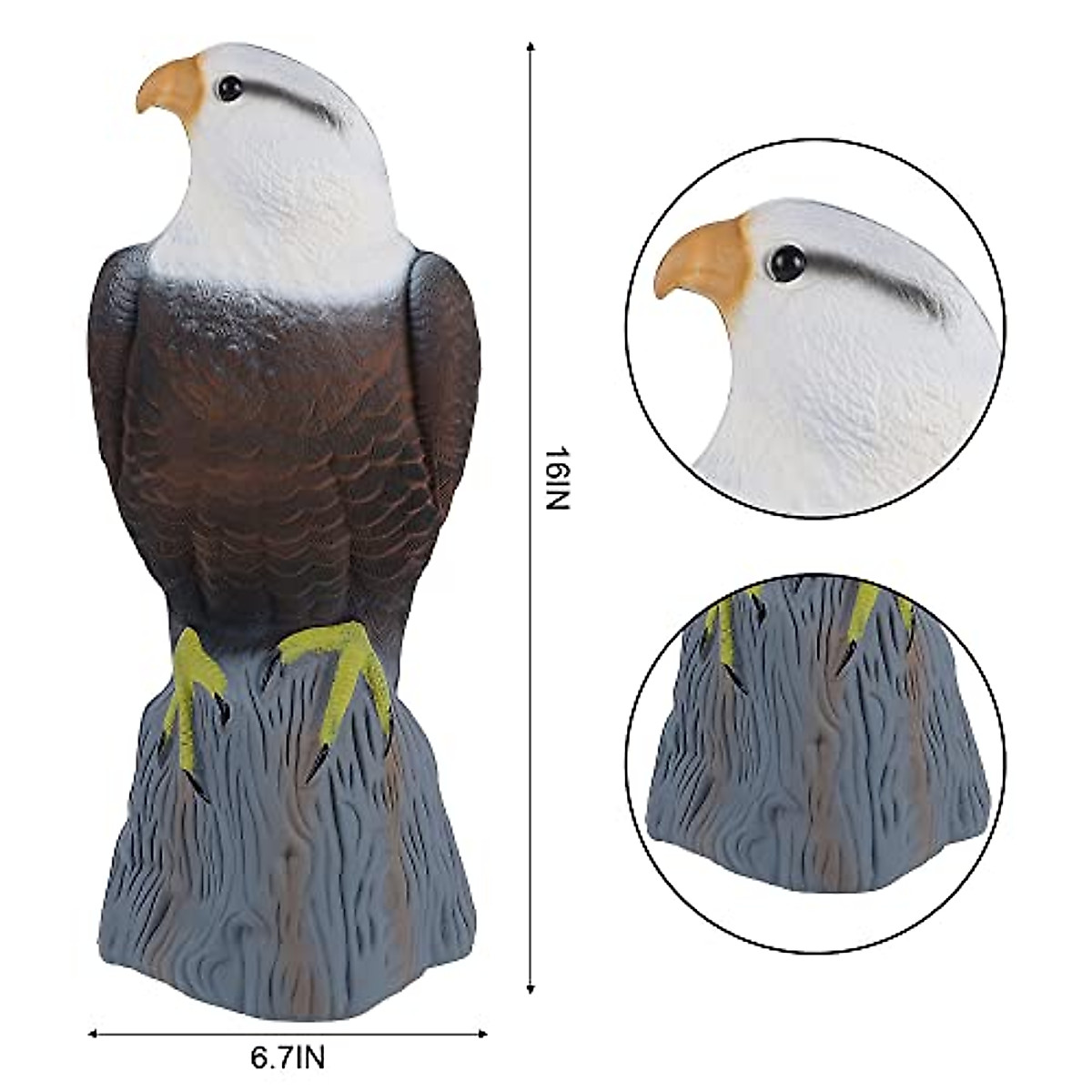 Hausse Bird Scarecrow Fake Horned Hawk Decoy, Bald Eagle Bird Repellent Garden Protectors, Falcon Scare Birds Away Deterrent Scarecrow for Garden Yard Outdoor