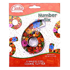 Number Six (6) Cookie Cutter, Premium Food-Grade Stainless Steel, Dishwasher Safe (6)