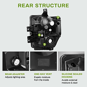 AUTOSAVER88 Headlight Assembly Compatible with 2008-2010 Ford F250 F350 F450 Super Duty Headlamp Chrome Housing(7C3Z-13008BA 7C3Z-13008AA)