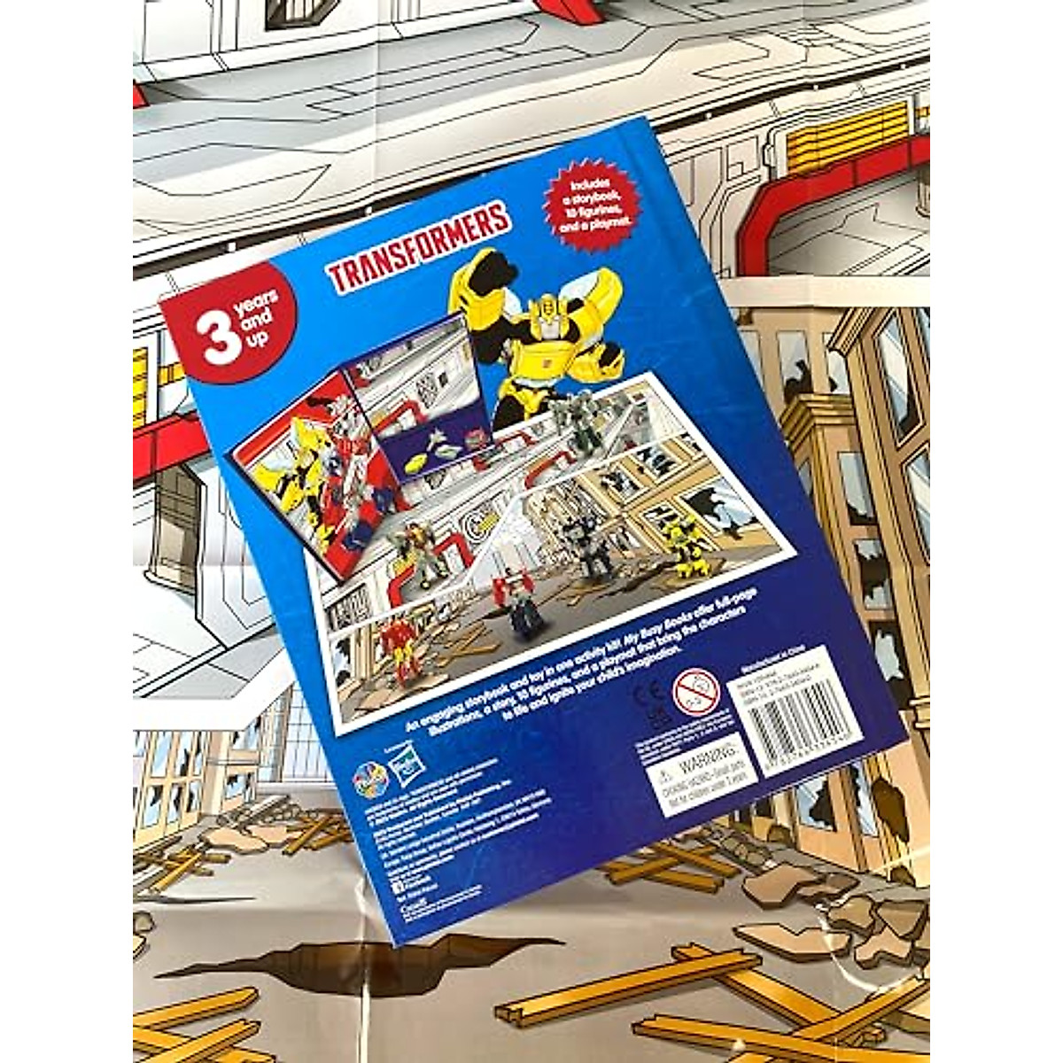 Transformers My Busy Books - Storybook, 10 figurines, playmat