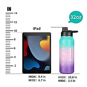 Venture Pal Insulated Water Bottle, 32oz Leak-Proof Vacuum Thermos with Strainer, Straw & Spout Lid for Sports