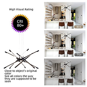 Kinglong Modern Led Ceiling Light Dimmable Black Chandelier Embedded Installation Fixture,Sputnik Pendant Light Pluggable New Art Lamp for Kitchen,Living Room Decoration Easy to Install(12 Heads)