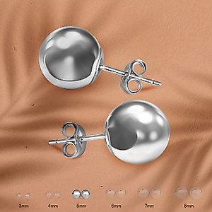 Pori Jewelers Premium 14K White Gold 5MM Ball Stud Earrings - Butterfly Backings