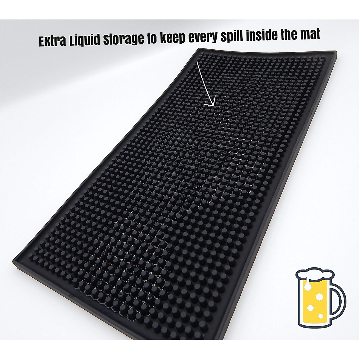 Bar Mat 6x12 for Cocktails and Coffee Bar Perfect Dish Drying Mat (1) - Professional Bar Spill Mat Perfect Barware for Bar Set - Dish Drying Soft Rubber Mat for Delicate Glass Dishes and Cups