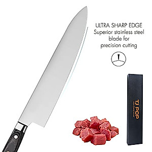 TJ POP Gyuto Chef Knife 10.6 inch, Professional Japanese Sushi Knife, Full-tang Designed, Premium High Carbon Steel Blade 270mm