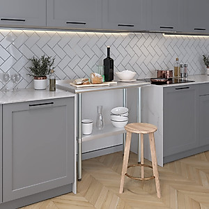 AmGood 36" Long x 18" Deep Stainless Steel Work Table with 1.5" Backsplash | Metal Kitchen Food Prep Table | NSF