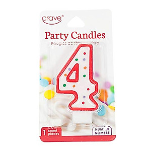 Jacent Polka Dot Number Birthday Candle Cake Topper - #4 Candle