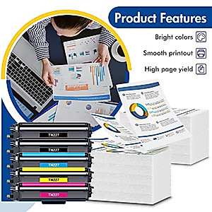 TN-227BK/C/M/Y High Yield 5 Pack Compatible for Brother TN227 TN-227 TN223 TN-223BK/C/M/Y Toner for MFC-L3750CDW MFC-L3770CDW HL-L3290CDW HL-L3210CW HL-L3230CDW MFC-L3710CW HL-L3270CDW Printer