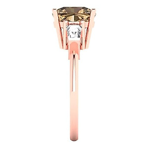 Clara Pucci 3.50ct Cushion cut 3 stone Solitaire Champagne Simulated Diamond Engagement Anniversary Bridal Ring 18K Rose Gold 10.5