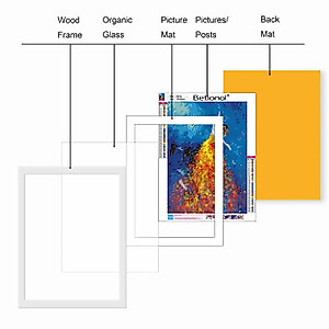 Betionol Picture Frame 10% Grey & 90% White, Special White Diamond Paints Frame Display 12x16in/30x40cm Kid's Art Pictures or Photos, Quality Solid Wood 12x16 Picture Frame For Home Decoration