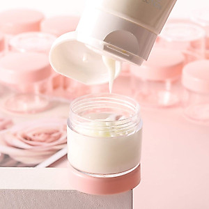 100 Pcs 20g Plastic Sample Cosmetic Containers with Lids and 10 Pcs Mini Makeup Spatula，Refillable Cosmetic Jars Lip Scrub Containers for Skincare - Pink