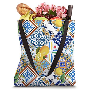 Citrus,lemons,mosaic,flowers,azulejo,tiles,Portuguese art Tote Bag