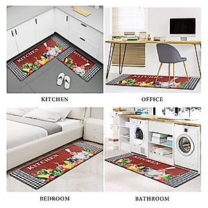 FRAMICS Chef Kitchen Rugs Sets of 2, Non Slip Cushioned Kitchen Mats for Floor Comfort PVC Mat, Waterproof Kitchen Mats and Rugs, Memory Foam Kitchen Floor Mat for Kitchen, 17 x 47 + 17 x 30 Inch