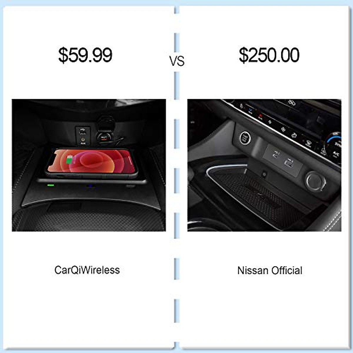 CarQiWireless Wireless Charger for Nissan Rogue T32 2014-2020 Accessories Nissan Rogue Hybrid 2017-2019 Nissan Rogue Sport 2017-2020 Wireless Charging Pad for Nissan Rogue S, SV, SL