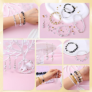 JADVY 1800 pcs Pearl Beads for Jewelry Making Kit with Spacer Beads, Black/White/Gold Pearl Beads for Bracelets, Necklaces, Earrings, DIY Pearls Bracelet Making Kit, Pearl Beads & Bead Assortments