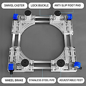 IREMMO Washing Machine Stand Base Furniture Dolly Mini Fridge Stand with 8 Strong Feet and 4 Wheels Refrigerator Stand Washer and Dryer pedestal Mobile Roller Dolly Cart with Wheels for Appliance