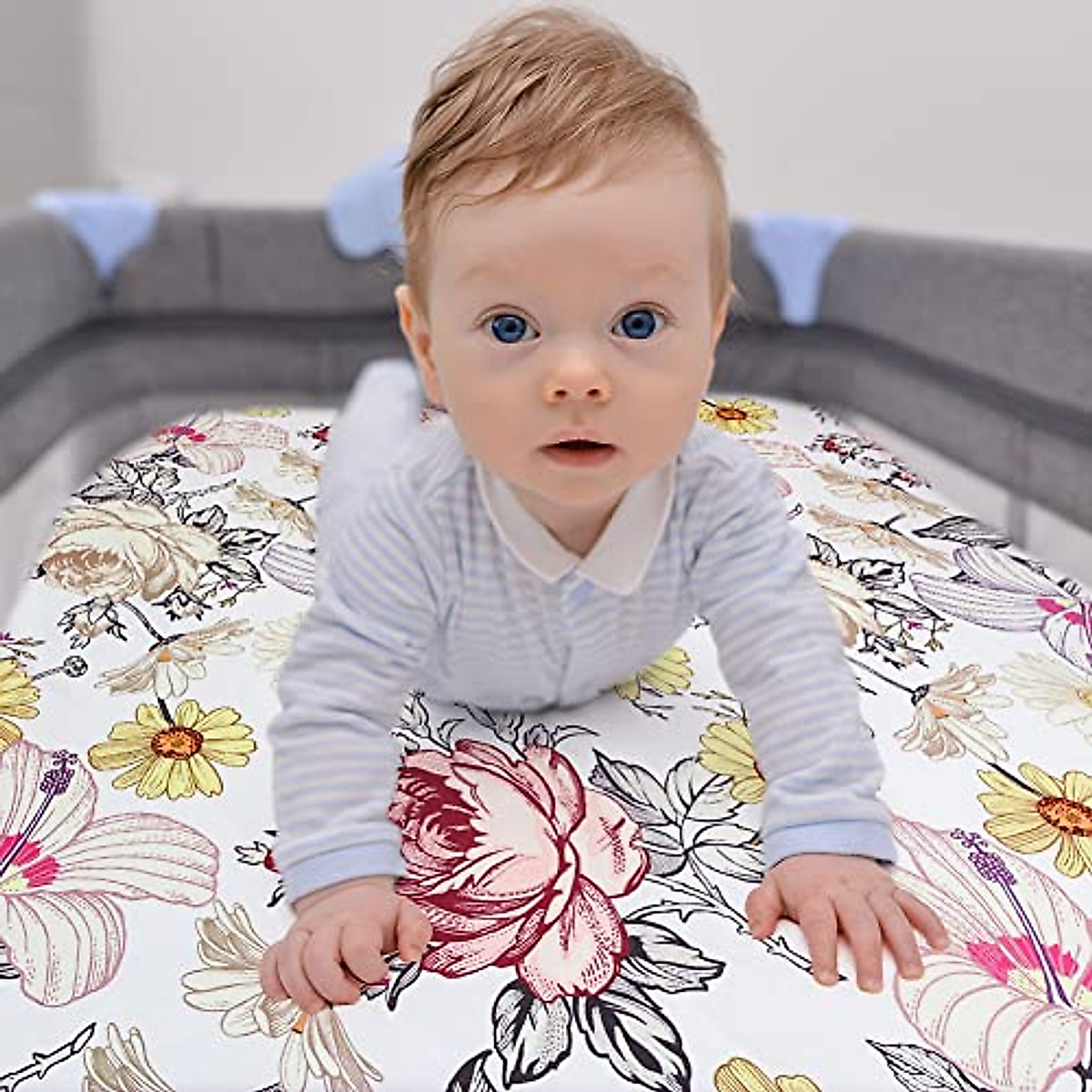 Bassinet Sheet, Jersey Cotton for Baby Boy/Girl, Fitted Sheets Flexible for Most Bassinet Mattress