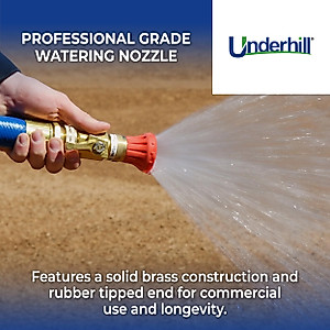 Underhill Precision Cyclone Garden Water Hose Nozzle Sprayer, 50+ GPM 80 PSI, 3/4-Inch Thread Inlet, High Pressure Heavy-Duty Brass and Rubber, HN5000