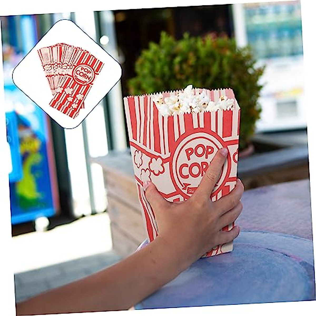 ULTECHNOVO 100pcs Popcorn Popcorn Packaging Bag Sweets Snacks Mini Gift Box Paper Food Trays Snacks Holders Container Popcorn Treat Boxes Popcorn Holders Cups Individual Popcorn Bags Portable