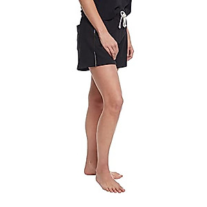 Sage Collective Women's Tummy Control Fleece Yoga Athletic Stretchy Pocket Elastic Drawstring Exercise Short, Black, X-Large