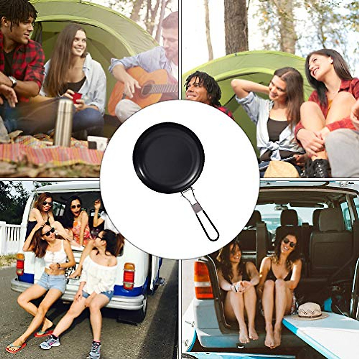 SEWACC 9 Frying Pan Saute Pan Camping Frypan Stove Grill Pan Cast Iron Grill Plate Cast Iron Griddle Pan Nonstick Bakeware Metal Cooking Utensils Iron Skillet Kettle Induction Cooker