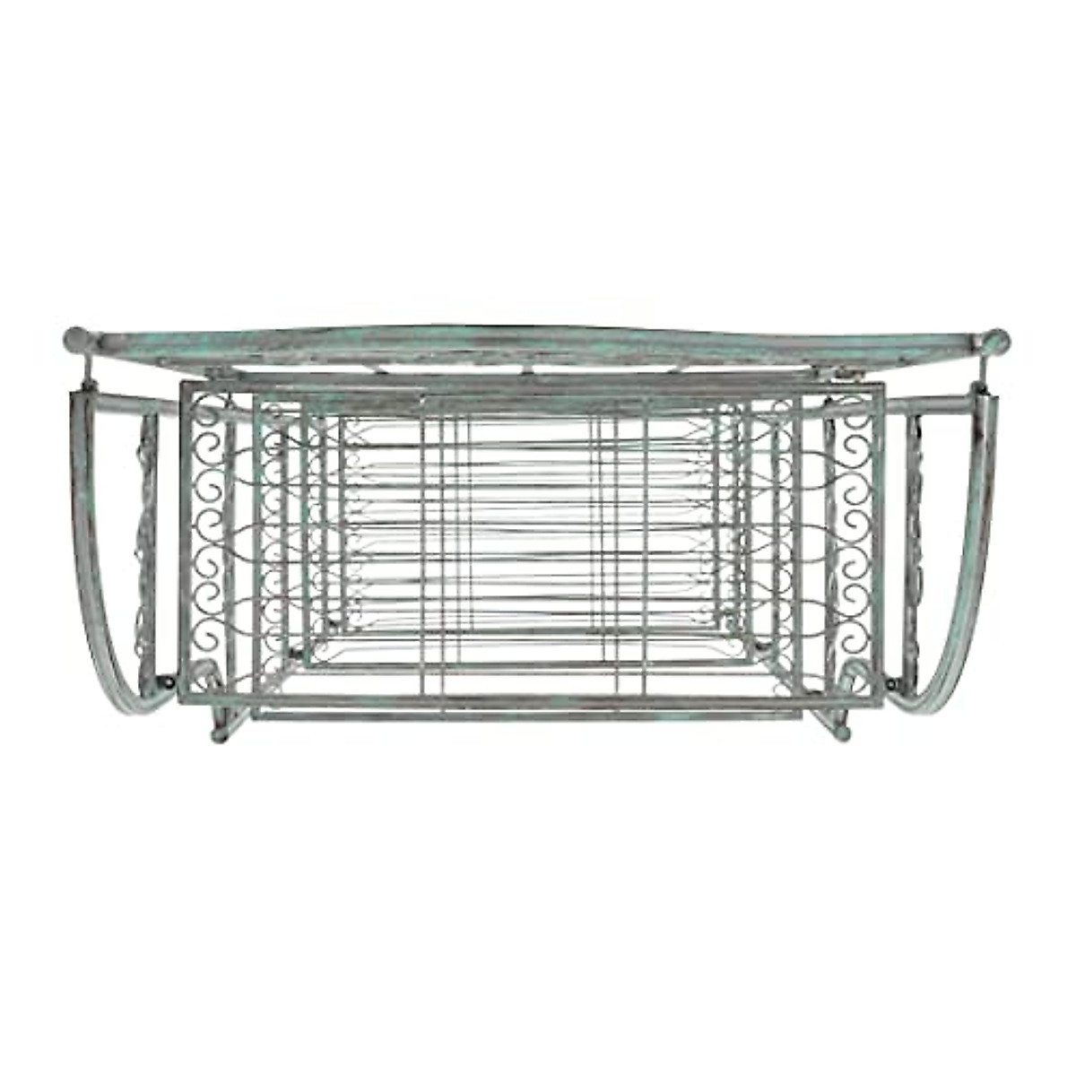 SAFAVIEH Outdoor Collection Amaris Victorian Antique Dark Green Wrought Iron 4-Tier Baker's Rack