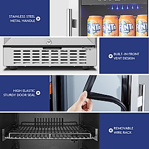 BODEGA Beverage Refrigerator Cooler,15 inch drink fridge under counter,100 cans mini Fridge with Glass Door for Soda Beer,Wine,Beverage Cooler for Home,Kitchen, Bar or Office.