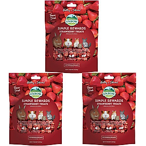 Oxbow Simple Rewards Treats Rabbit Guinea Pig Chinchilla Strawberry .5 oz 3 Pack