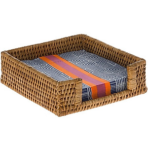 KOUBOO La Jolla Rattan Napkin Holder, 7.5 inches x 7.5 inches x 2.5 inches, Honey Brown
