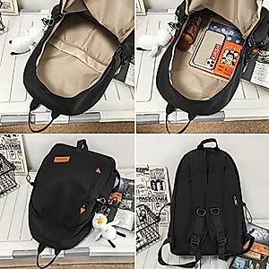Verdancy Kawaii Backpack for Teen Girls Boys School College Travel Aesthetic Bookbag Schoolbag Daypack Casual Bag (Black)