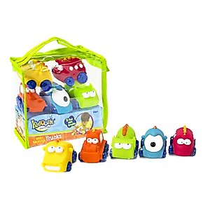 Kidoozie Mini Monster Trucks – Teaches Beneficial Roleplay and Employs Tactile Engagement – Includes Yellow, Orange, Blue, Green, and Red Trucks with Varying Facial Expressions – For Ages 18 Months and Up