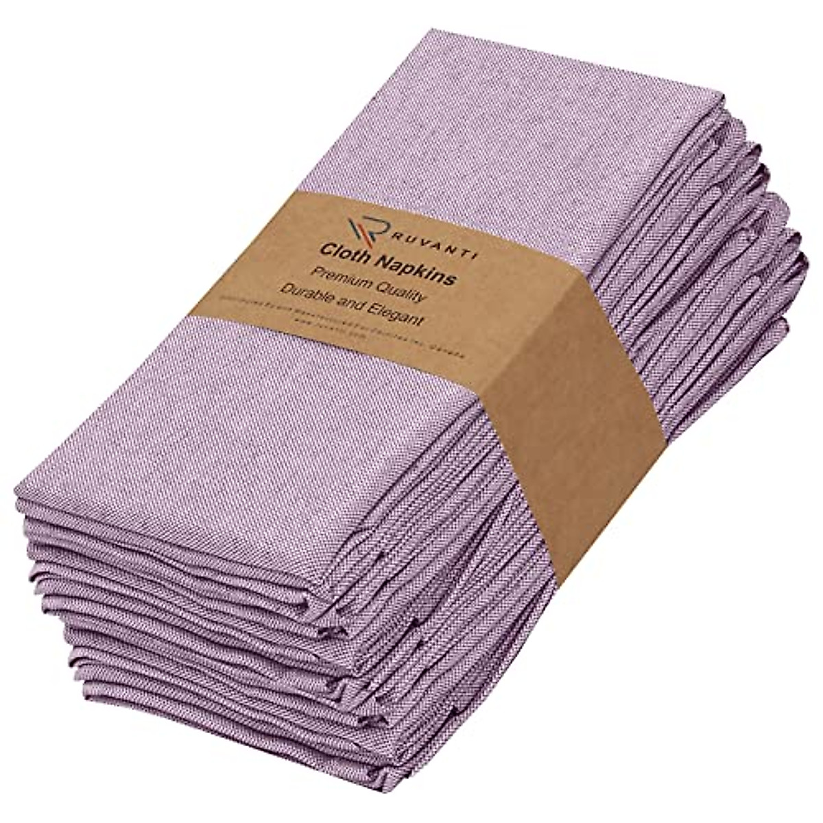 Ruvanti Cloth Napkins Set of 12, 18x18 Reusable Napkins Cloth Washable, Soft & Durable Table Napkins, Poly Cotton Fabric Dinner Napkins for Parties, Christmas, Thanksgiving, Weddings - Purple