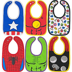 Marvel Avengers Baby Boys' Bibs 6 Pack Spiderman Hulk Thor Iron Man Captain America