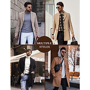 COOFANDY Mens Business Trench Pea Coats Winter Heavyweight Warm Single Breasted Coats Thick Blazer with Pockets (Grey L)