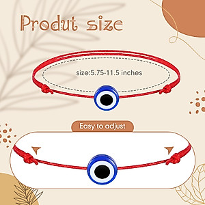 Yinkin 12 Pieces Red Evil Eye Bracelets for Women Protection Bracelet for Christmas Adjustable Lucky Bracelet String Pack Evil Eye Charm Strand Bracelet for Adult Kids Gift