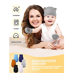 Geyoga 12 Pieces Newborn Hat Mittens Gloves Set Baby Boys Girls Cotton Baby Beanie for 0-12 Months