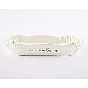 Mud Pie Blessings Bread Bowl and Towel Set, White, Small