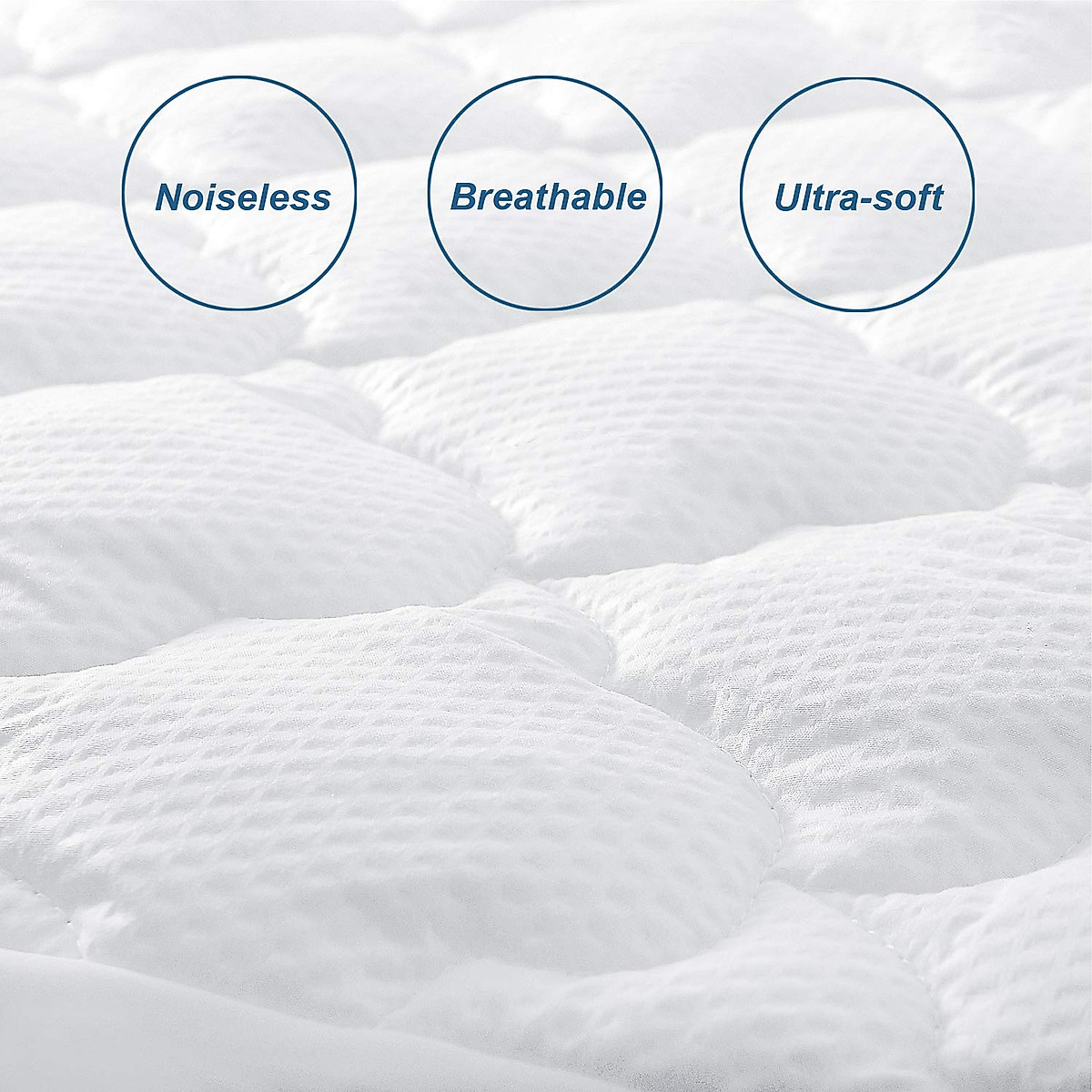 Queen Mattress Pad Thick Quilted Mattress Topper Air Mattress Cover, Super Soft Breathable and Noiseless Down Alternative Fiber Extra Thick Mattress Pad with Deep Pocket Fits up to 23 Inch Mattress
