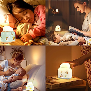 THAYLA Cute Night Lights with USB Rechargeable & Kawaii Stickers for Kids Toaster Lamp Bread Night Light Room Desk Decor for Bedroom, Baby Nursery, Living Room, Dining Pink