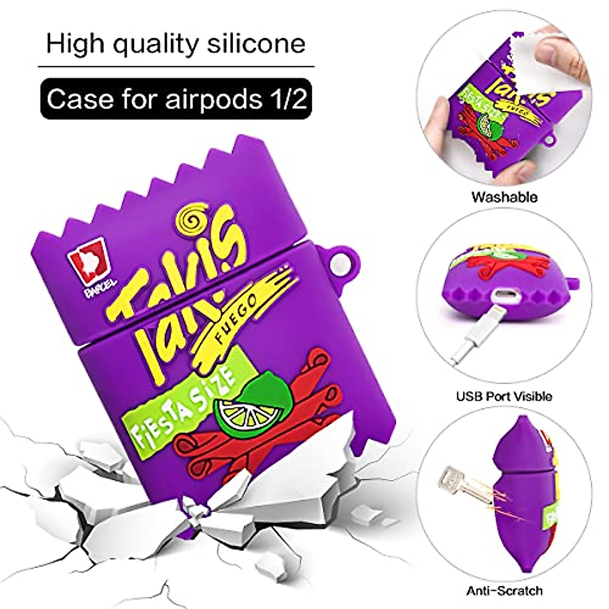 2Pack for Airpod 2/1 Case, Soft Silicone Cute Cartoon Kawaii Funny Cover Food Fashion Protective Skin for Air Pods Compatible with Airpods 2&1 (Teki Potato +Color Candy)