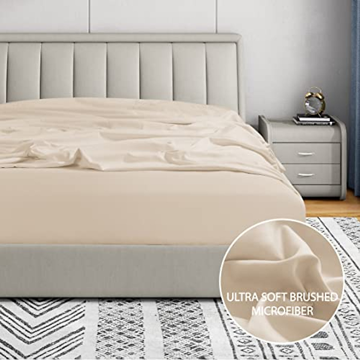 Cathay Home Single Flat Sheet, King (102" x 105"), Cream