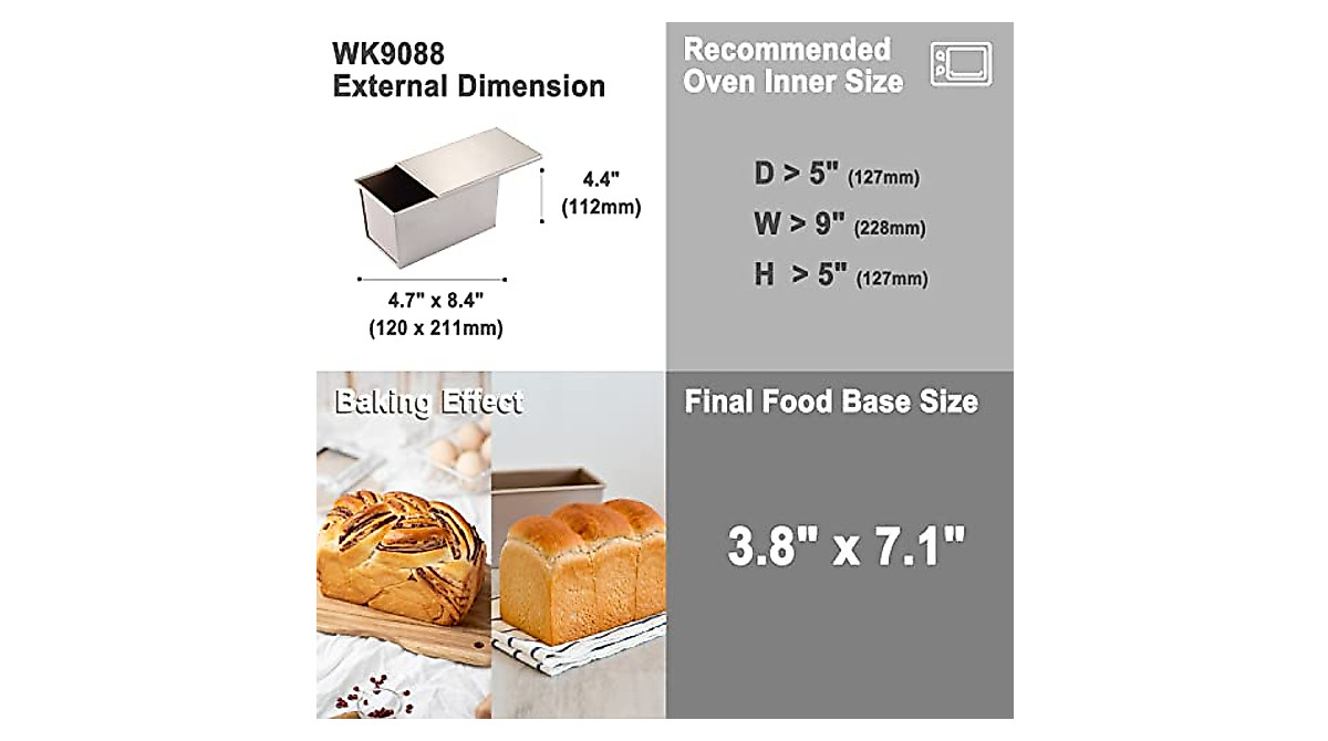 CHEFMADE Non-Stick Pullman Loaf Pan for Perfect Baking