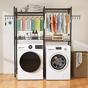 Over Washer And Dryer Shelves,Laundry Room Storage For Hanging Towels And Drying Clothes,Over The Washer And Dryer Storage Shelf,Laundry Room Organization