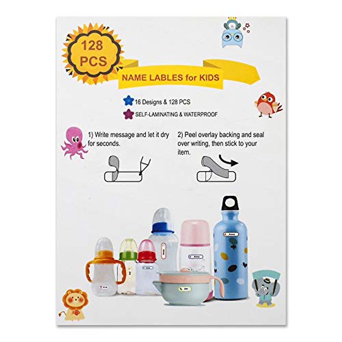 128pcs Baby Bottle Labels - Waterproof & Durable