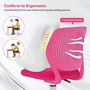 Giantex Kids Desk Chair, Adjustable Children Study Chair, Swivel Chair Armless Mesh Task Student Chair, Child Desk Chair with Adjustable Height & Lumbar Support Computer Chair (Rose)