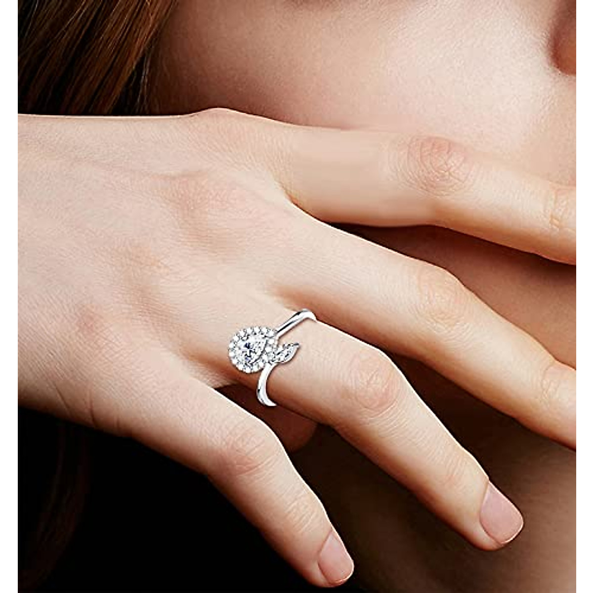 ZELORES 925 Sterling Silver Stackable Knuckle Rings for Women White Gold Plated Heart Band Ring Open Adjustable Vintage Silver Rings