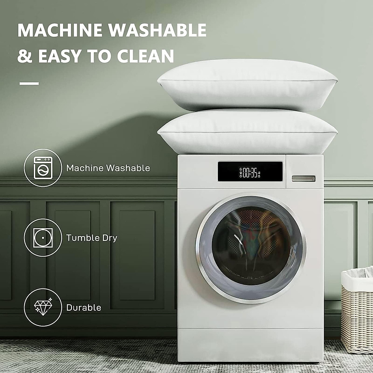 ROKDUK Bed Pillows for Sleeping Standard Size Set of 4, Cooling Hotel Quality for Back Stomach or Side Sleepers White