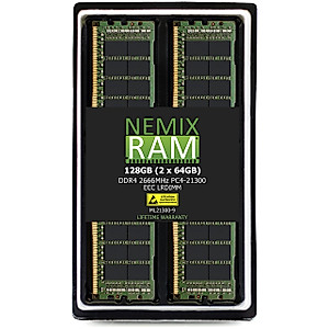 128GB (2x64GB) DDR4-2666MHz PC4-21300 ECC LRDIMM 4Rx4 1.2V Load Reduced Server Memory by NEMIX RAM