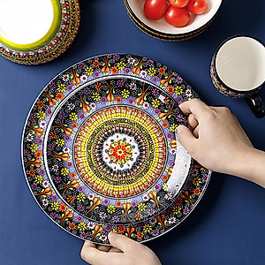 Porcelain Dinnerware Sets, Bohemia Tableware Combination Set | 10 Plates / 2 Bowls / 4 Cups / 4 Mugs - Exotic Ceramics Dinner Sets, Service for 4 Person, Gift for Wedding Housewarming Christmas,8 inc